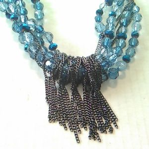Jewelry | Nwt Blue Crystal Necklace And Chain Set | Poshmark